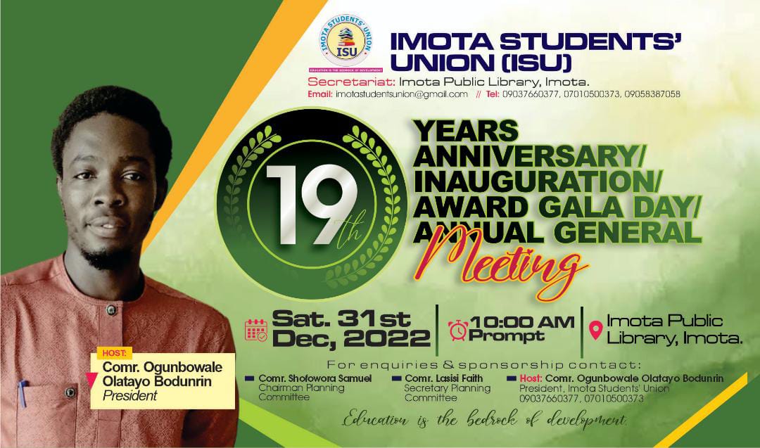 IMOTA STUDENTS’ UNION SET TO CELEBRATE 19TH YEARS ANNIVERSARY ...