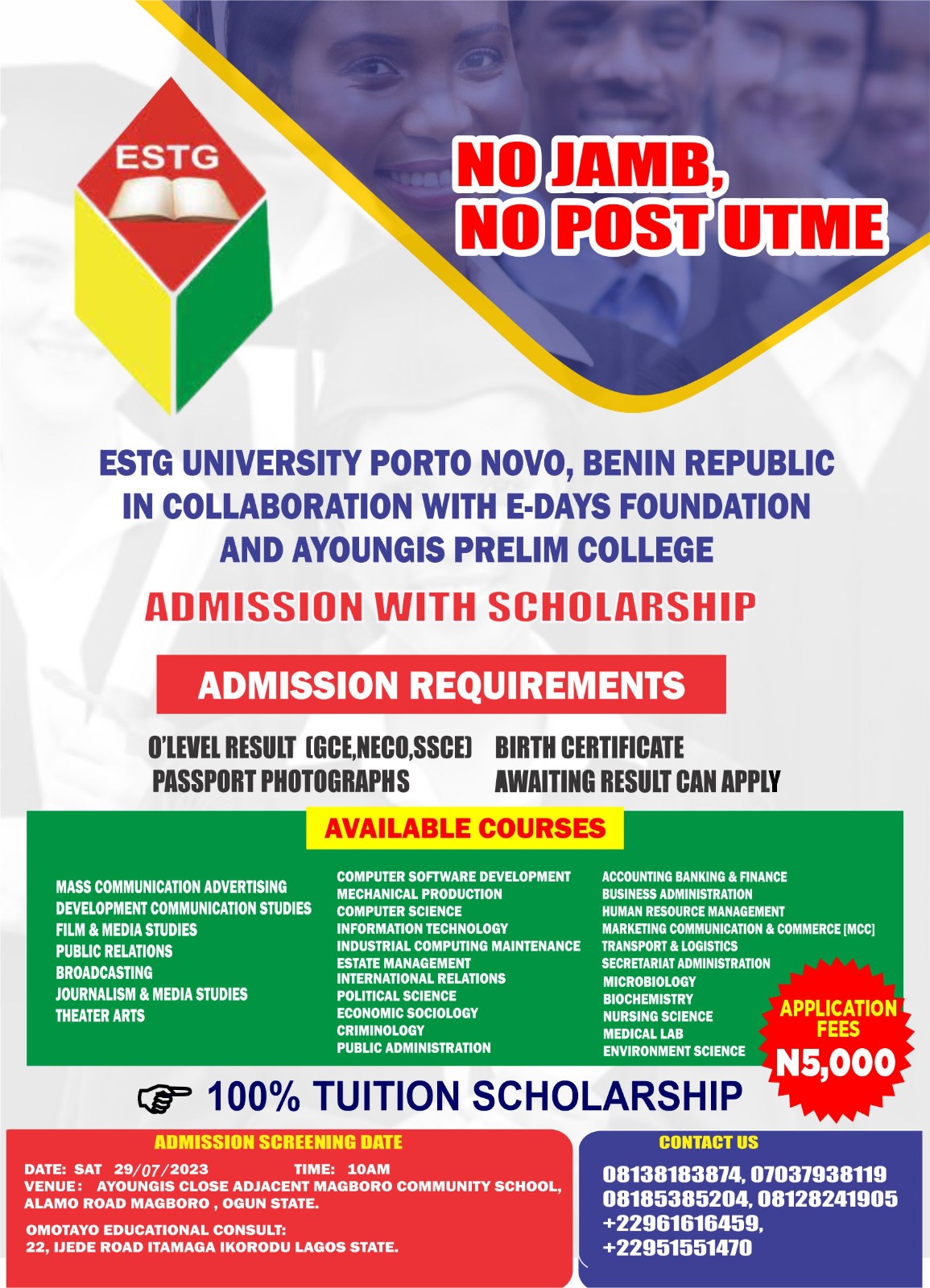 ESTG University Porto Novo, E-DAYS Foundation, and AYOUNGIS Prelim ...