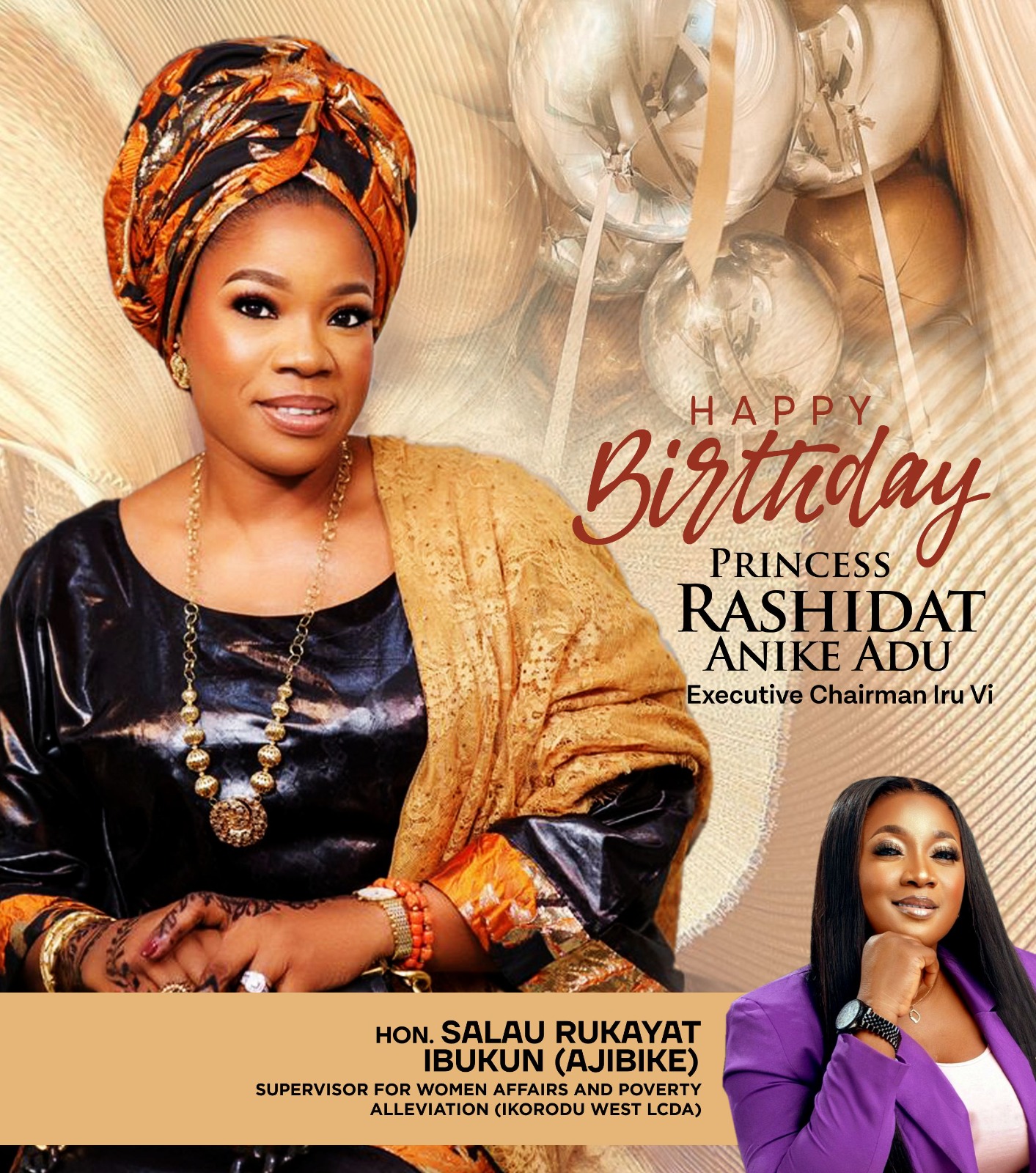 Hon. Salau Rukayat (Ajibike) Congratulates Princess Rashidat Adu on her ...