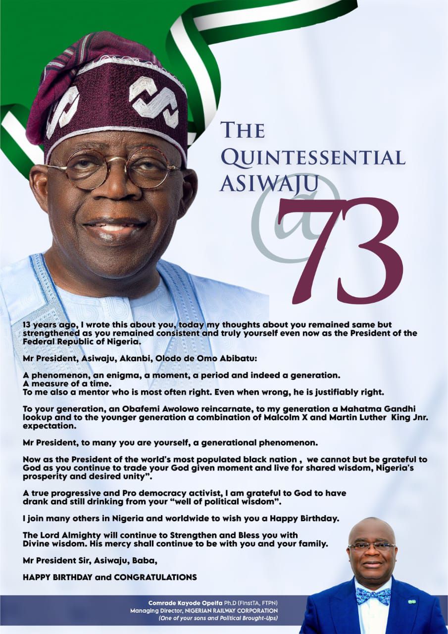 Kayode Opeifa Celebrates President Bola Ahmed Tinubu’s 73rd Birthday ...