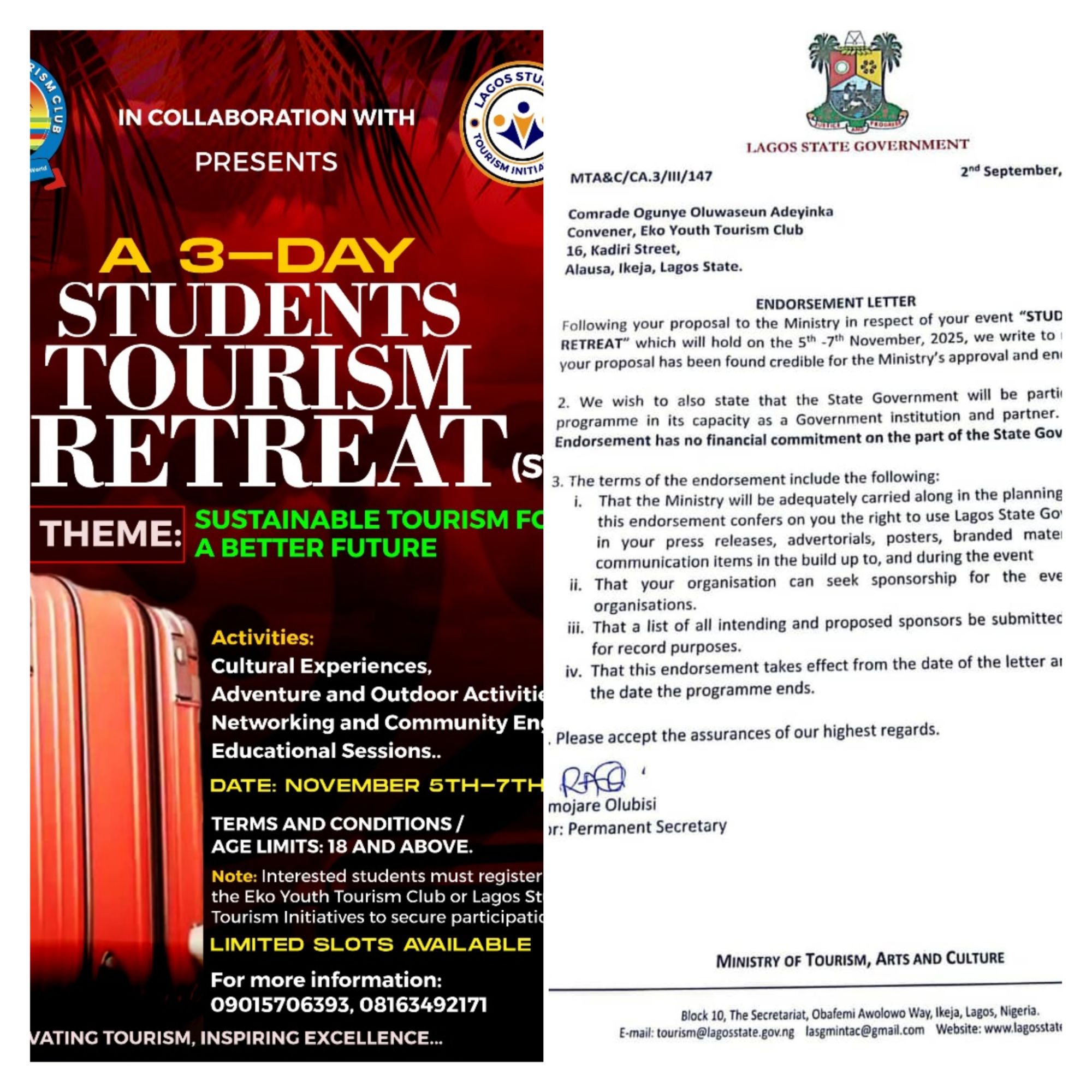 Lagos State Ministry of Tourism, Arts and Culture Endorses Students ...