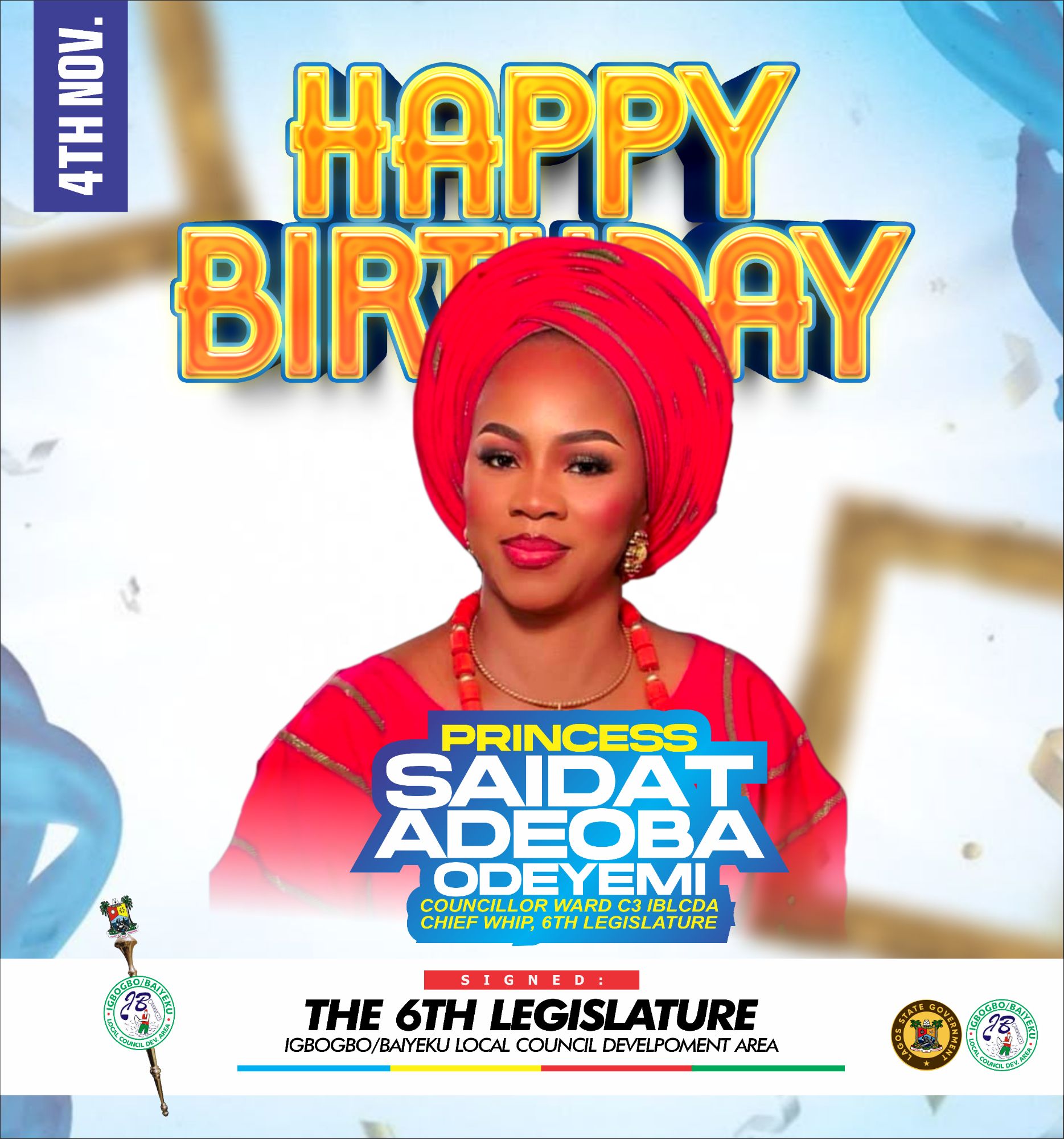 IGBOGBO-BAIYEKU LCDA LEGISLATIVE ARM CONGRATULATES PRINCESS SAIDAT ...