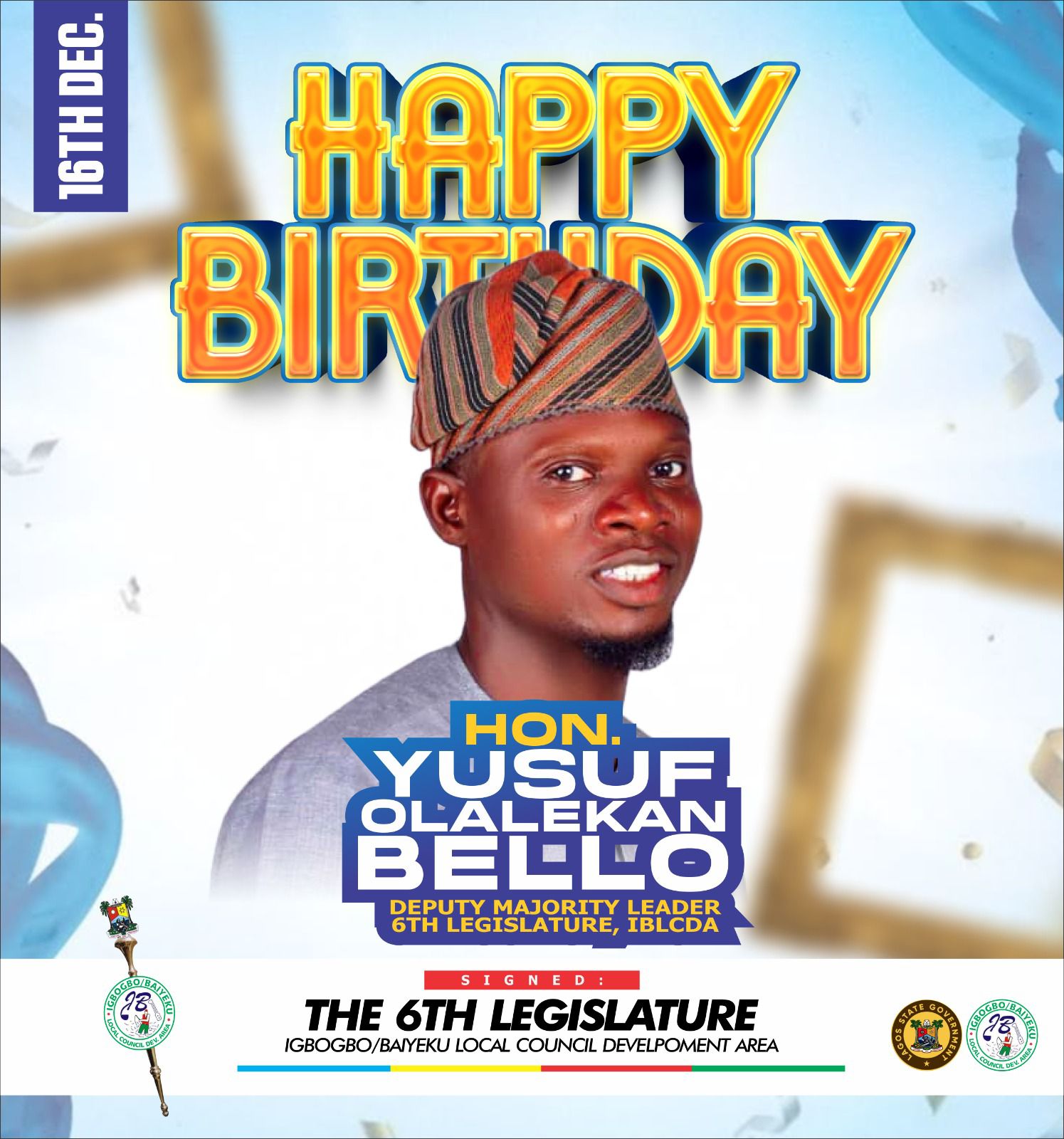 6th Legislative Arm of Igbogbo-Baiyeku LCDA Congratulates Hon. Yusuf ...